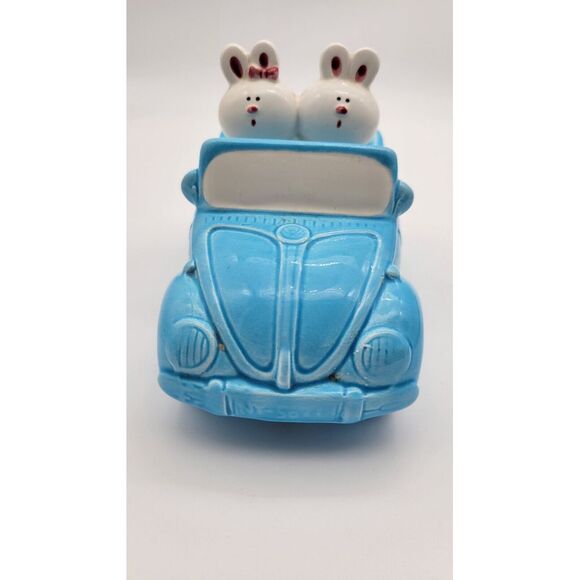 Small Pets | Vintage Blue Bunny Rabbit Coin Bank Signed Fujika ...